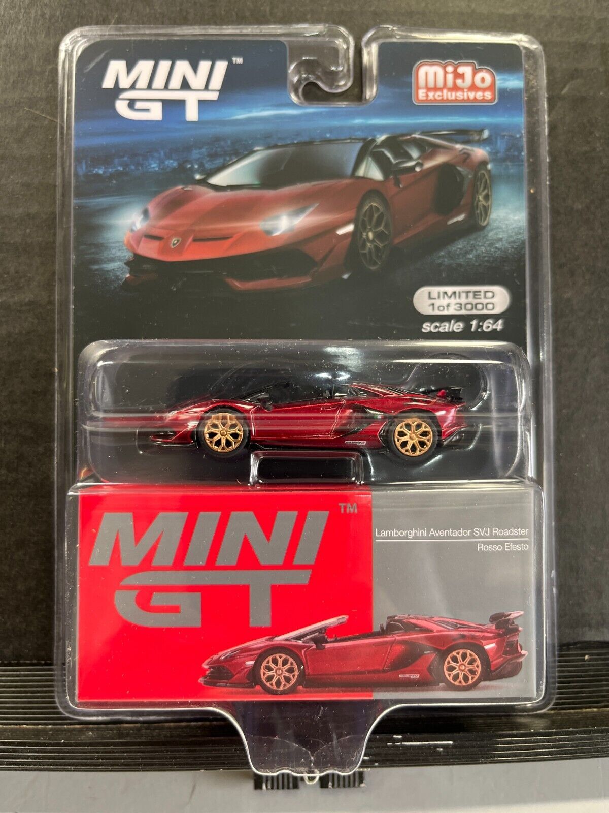 MINI GT 1/64 LAMBORGHINI AVENTADOR SVJ ROADSTER ROSSO EFESTO LHD #506 ...